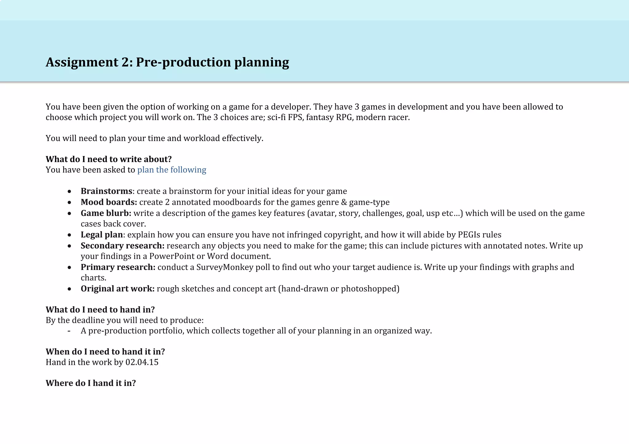 3D assignment 2 (planning) | PPT