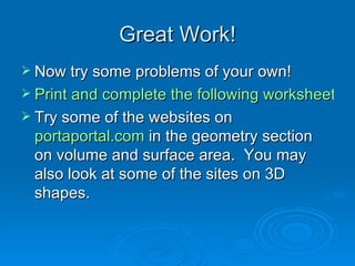 3D Figures- volume and surface area | PPT