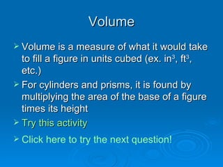 3D Figures- volume and surface area | PPT