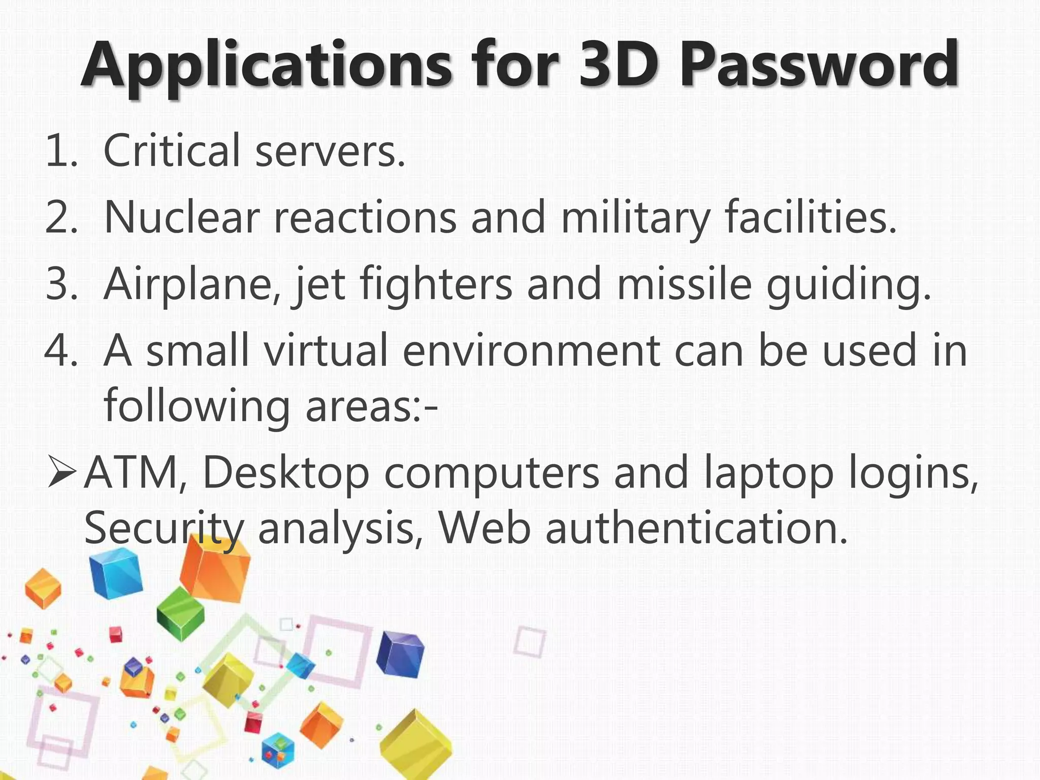 3d password | PPTX | 3-D Graphics | Computer Software and Applications