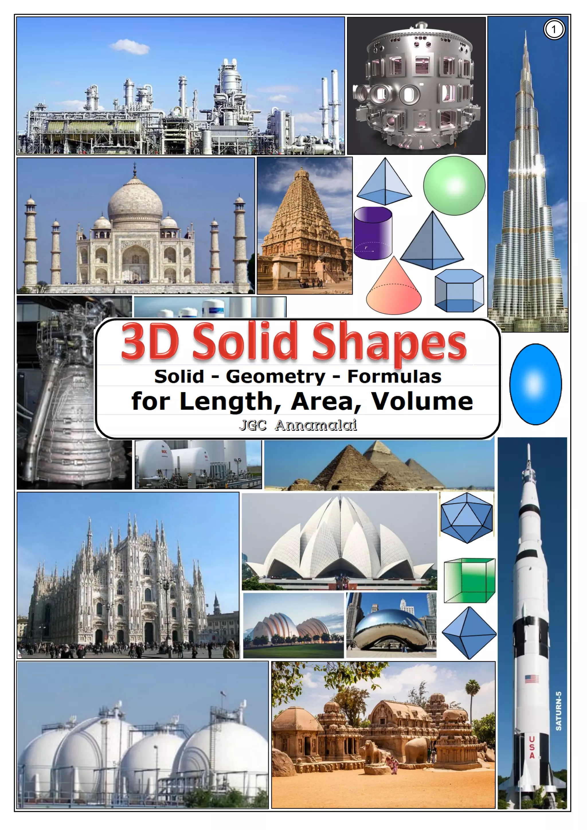 3 D Solid Shapes-Geometry-Formulas(for Length, Area, Volume) | PDF