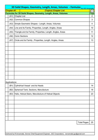 3 D Solid Shapes-Geometry-Formulas(for Length, Area, Volume) | PDF