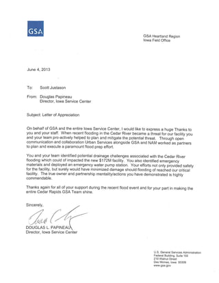 2013 Letter of appreciation.flood | PDF