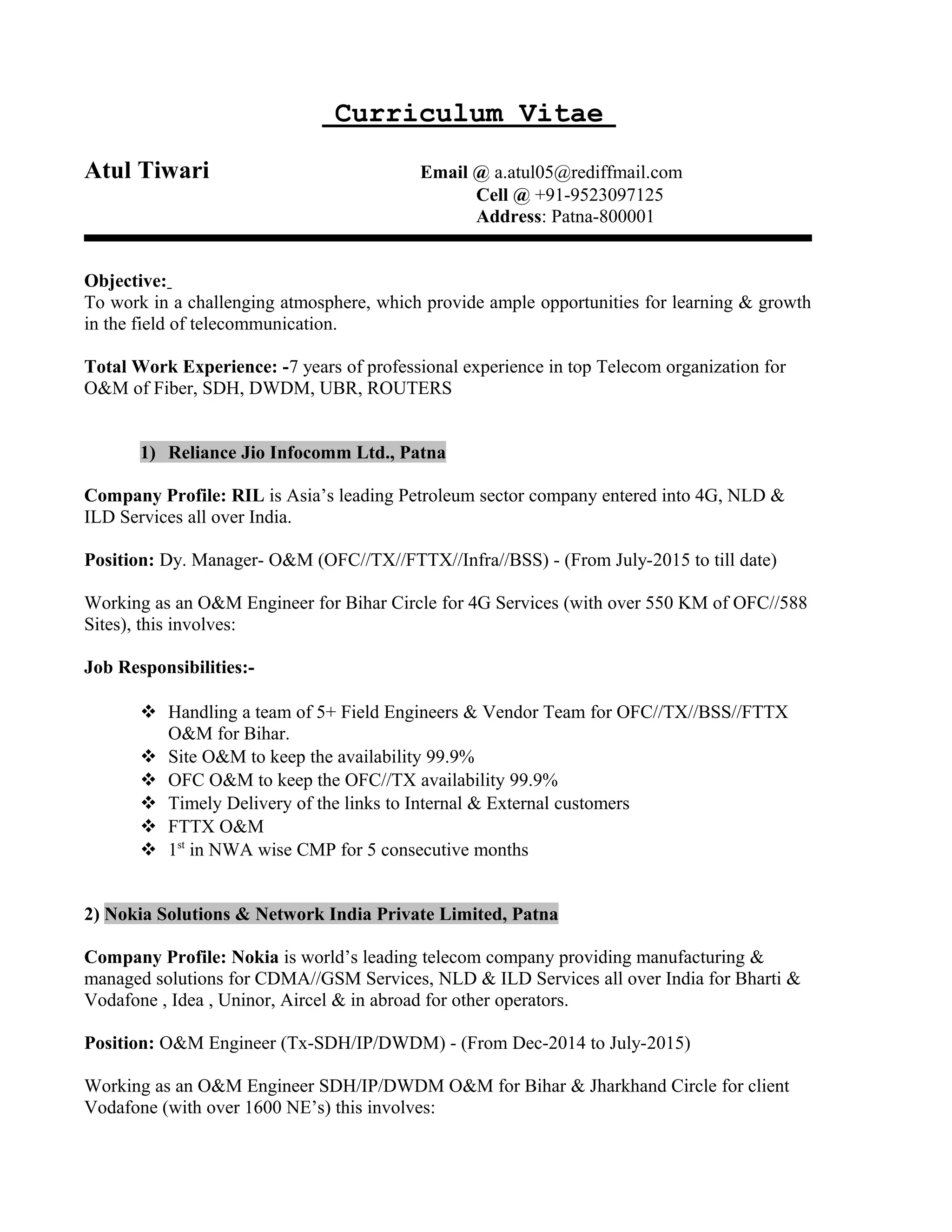 Resume_Atul Tiwari | DOC