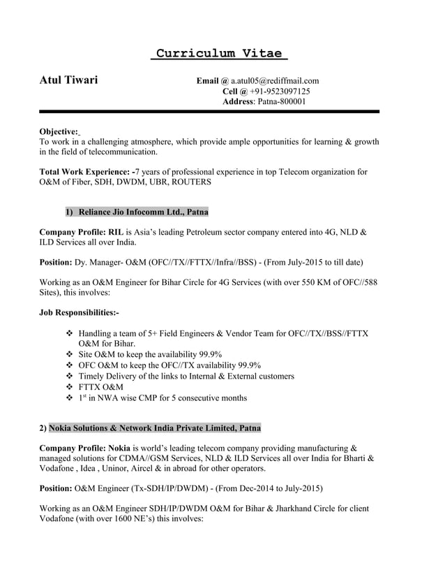 Resume_Atul Tiwari | PDF