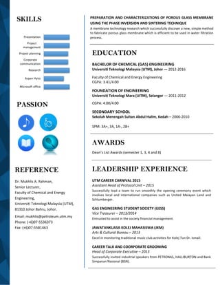 RESUME NUR ZHATUL SHIMA - UTM | PDF