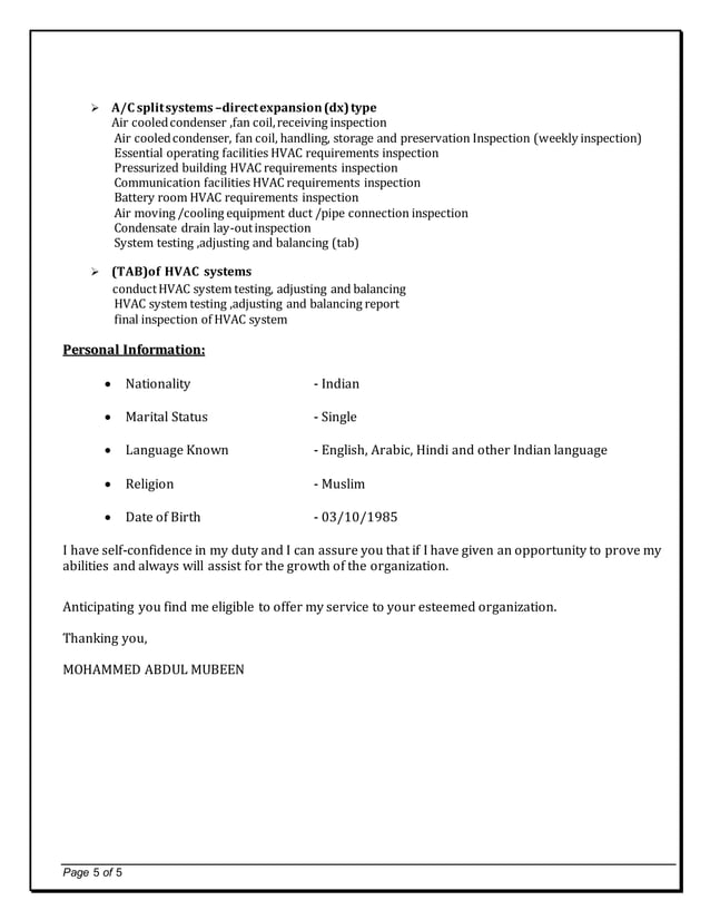 hvac new cv mubeen | PDF