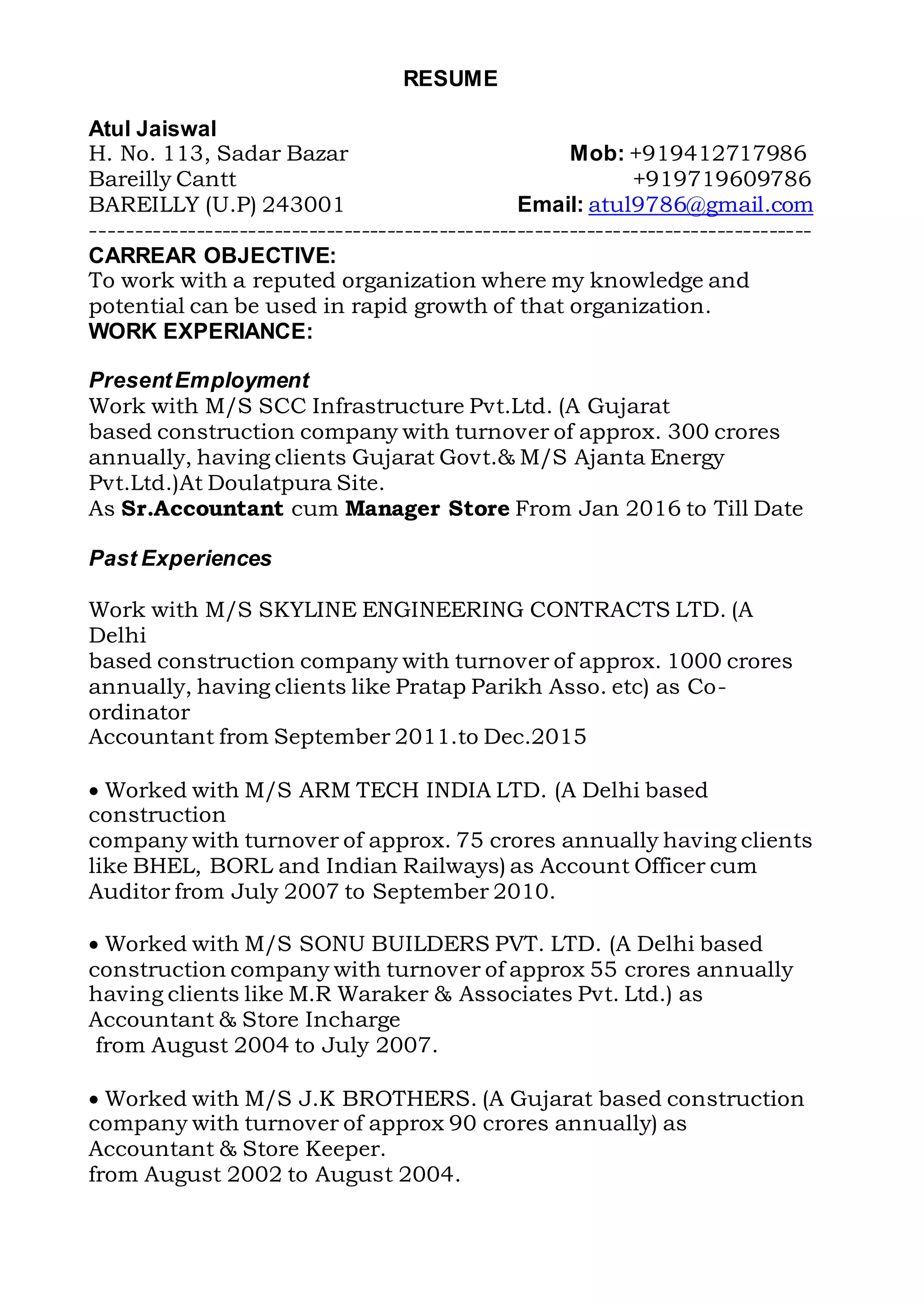 RESUME_ATUL | DOCX