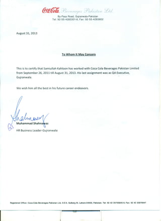 Coke Exp.Certificate | PDF