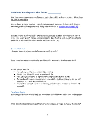 Postdoc Plan and Mentor Agreement | DOCX