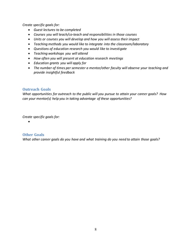 Postdoc Plan and Mentor Agreement | DOCX