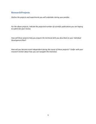 Postdoc Plan and Mentor Agreement | DOCX