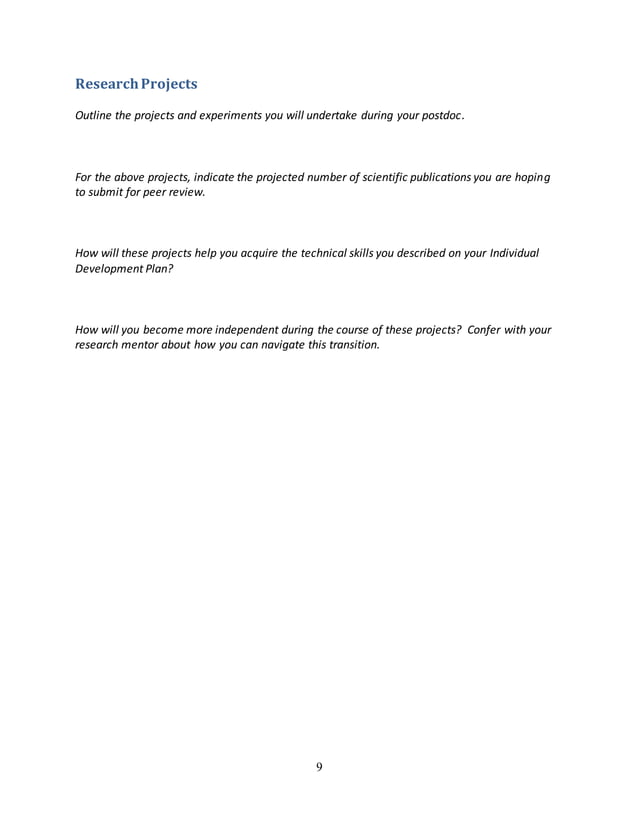 Postdoc Plan and Mentor Agreement | DOCX