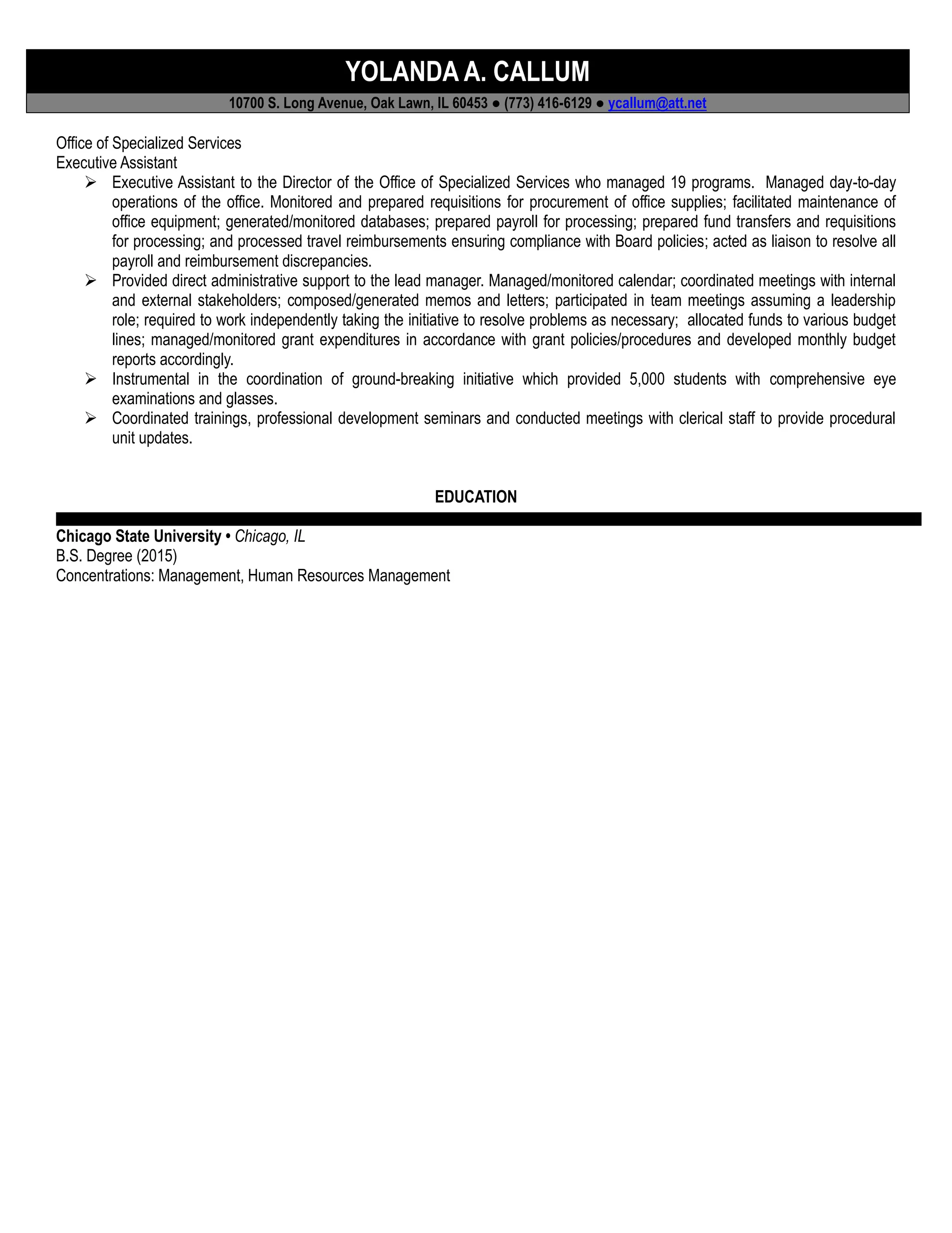 Callum.Yolanda.Resume.8-16-16 | PDF