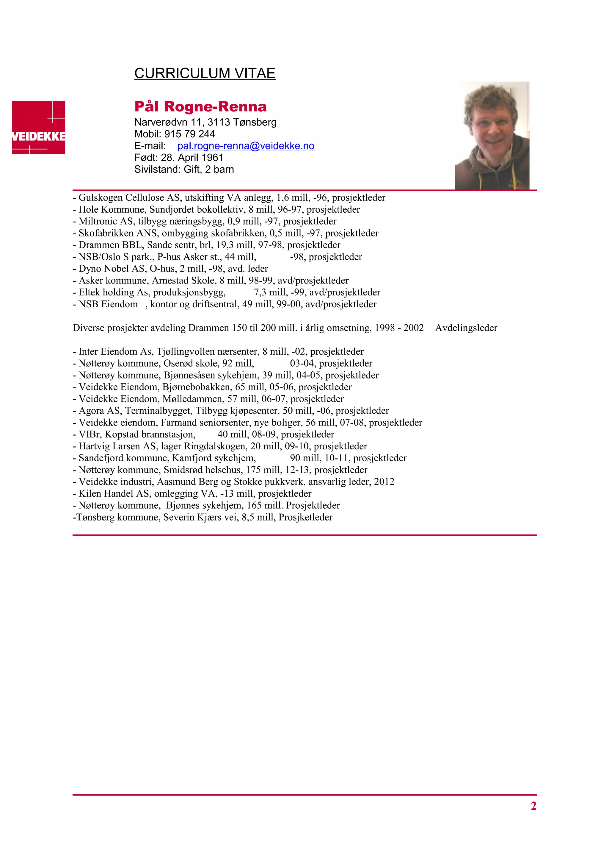 CV Pål Rogne-Renna 2 | DOC