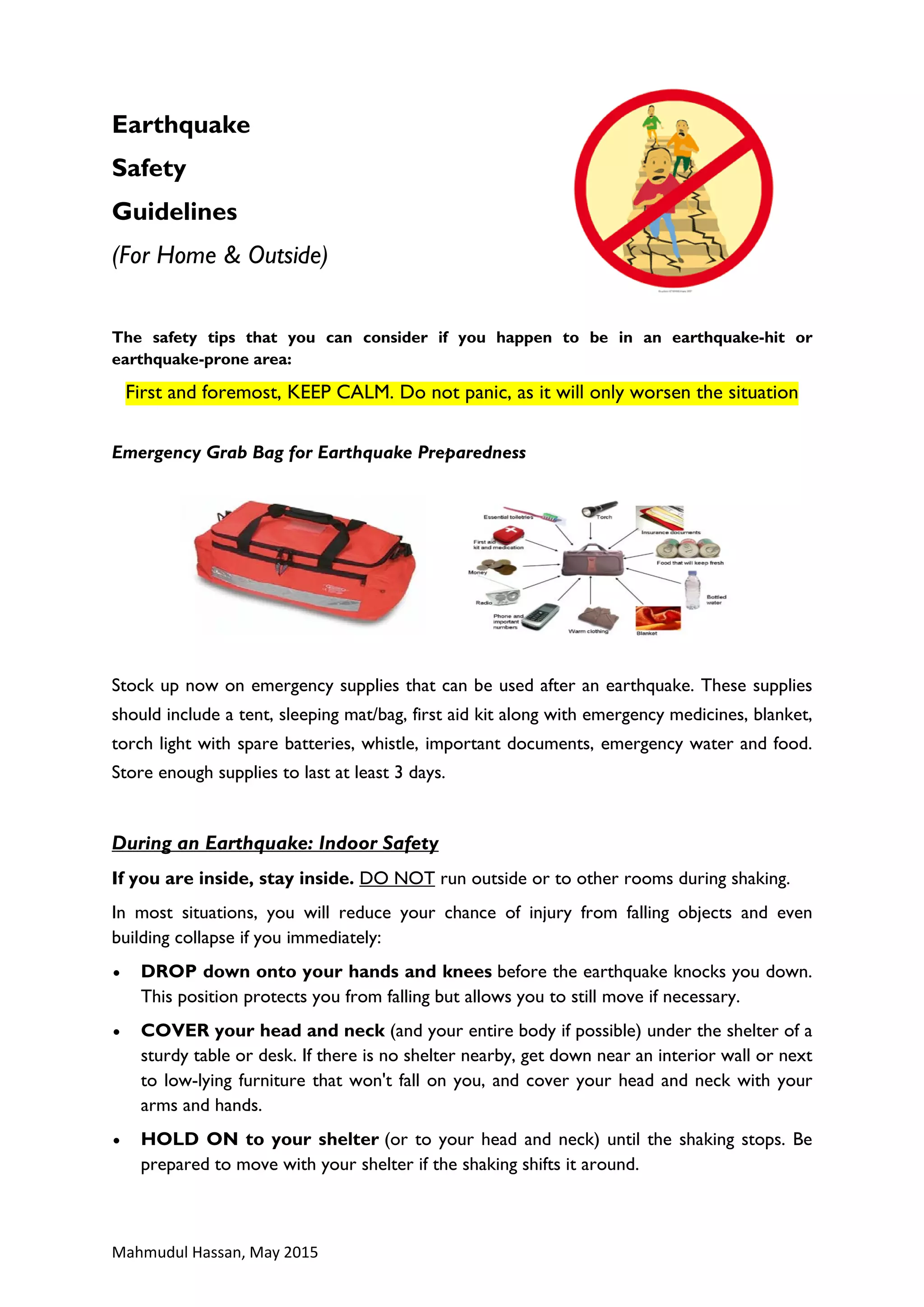 Earthquake Safety Guidelines | PDF