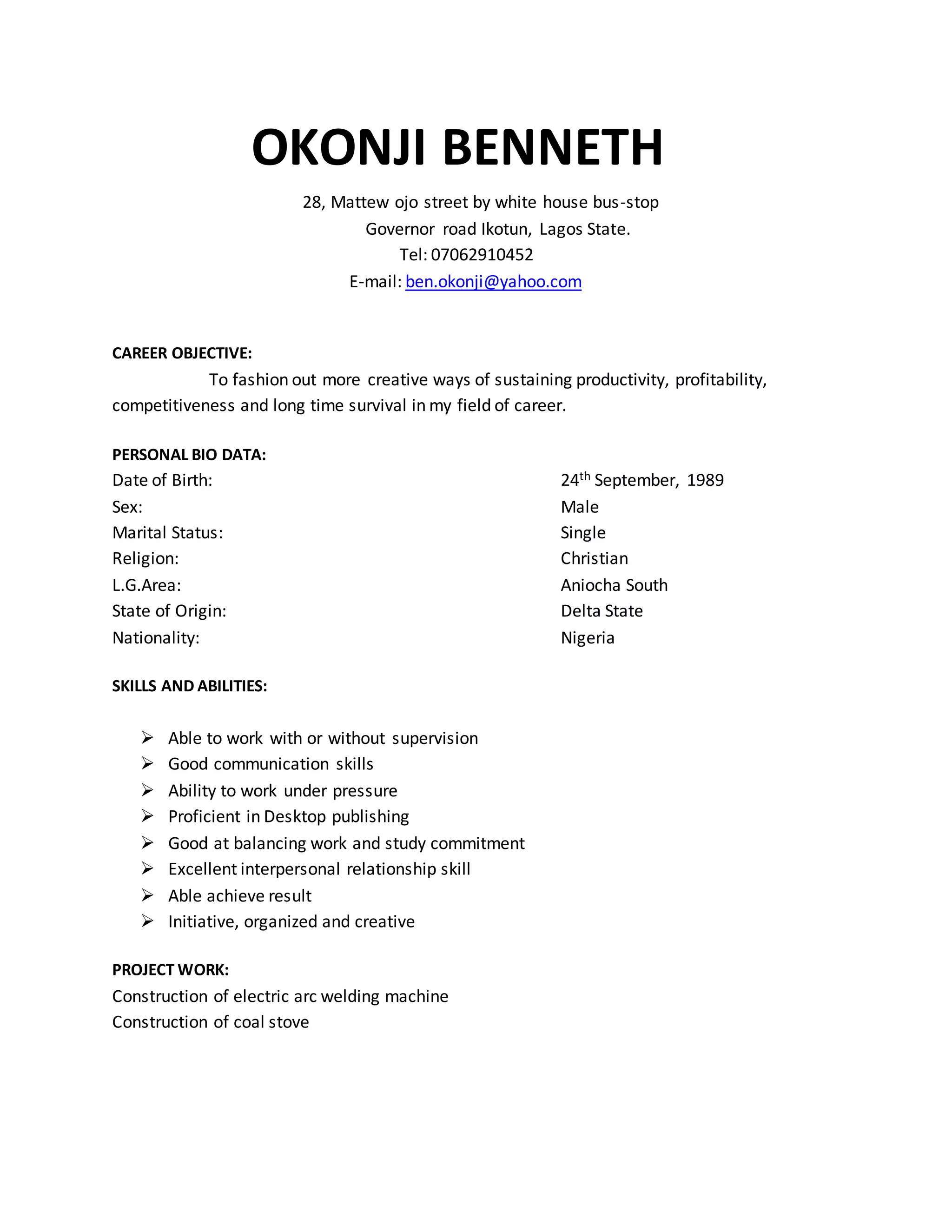 OKONJI BENNETH CV2 | DOCX