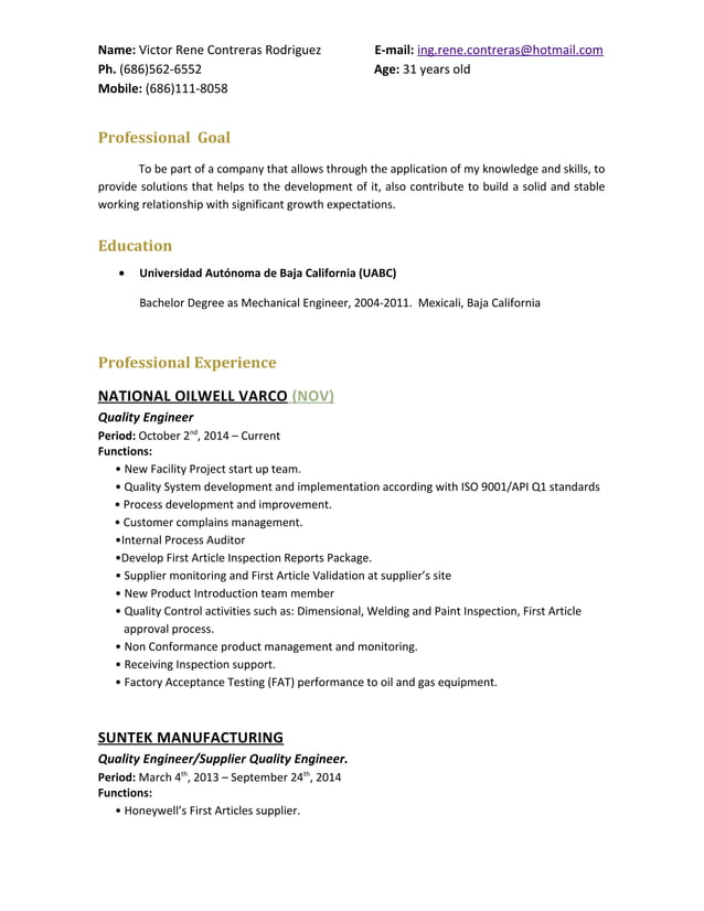 Rene Contreras CV (eng) | DOC