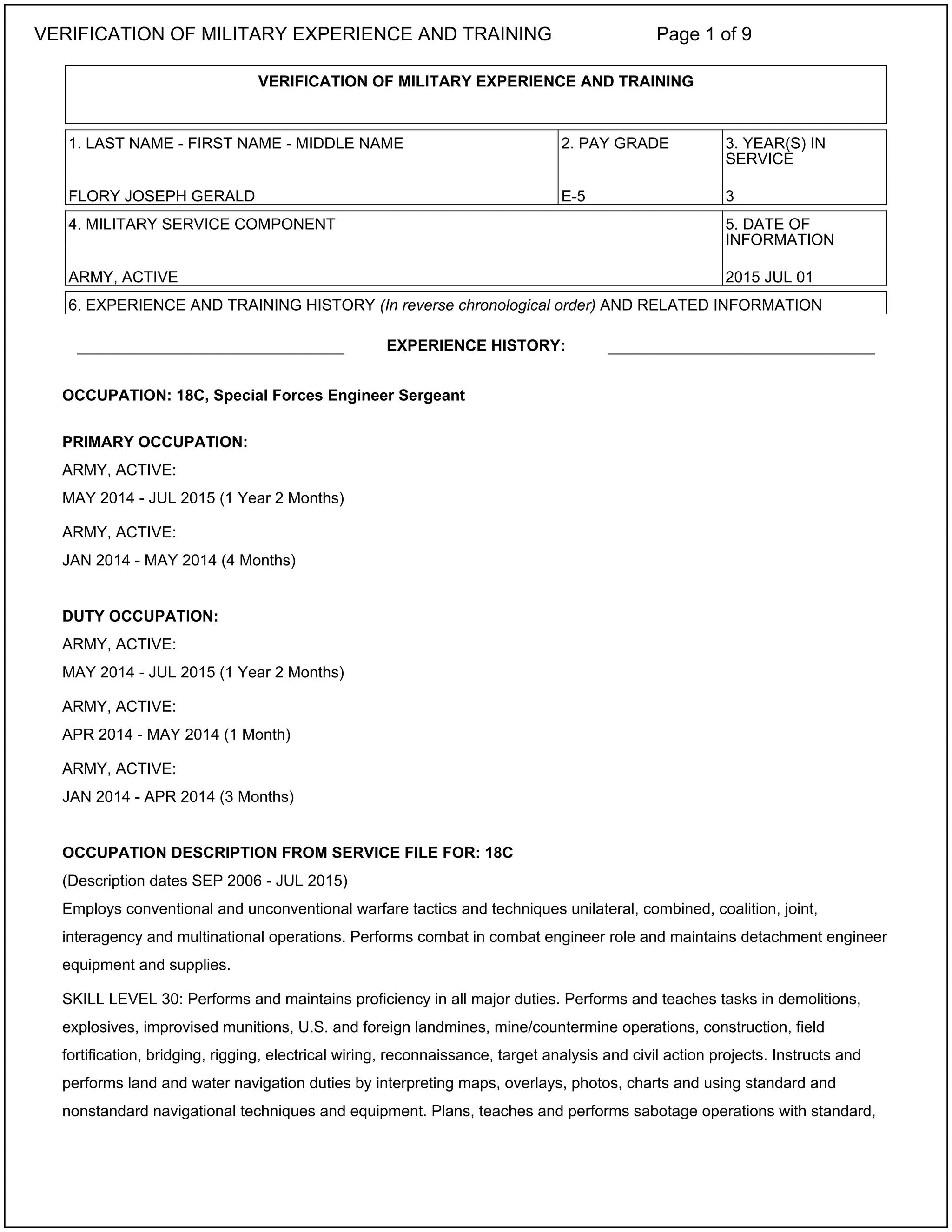 Joseph Flory VMET_Document(TRANSCRIPT) | PDF