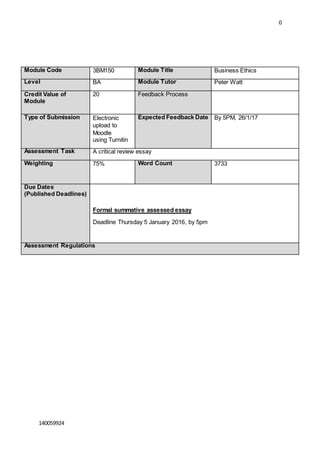 Business Ethics Assignment | DOCX