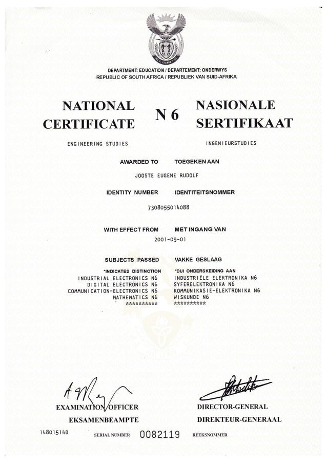 N6 Certificate | PDF