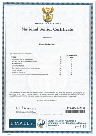 Matriek sertifikaat | PDF