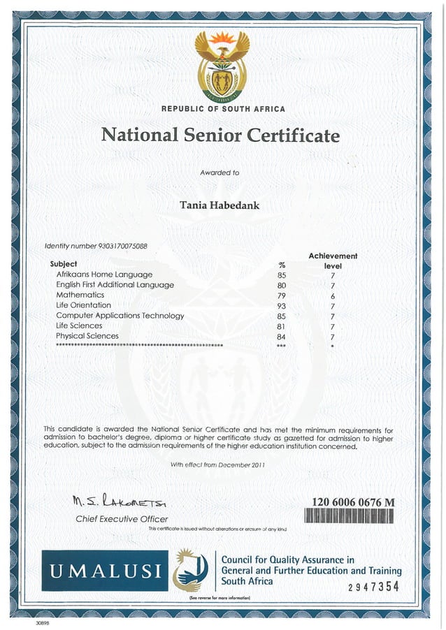 Matriek sertifikaat | PDF