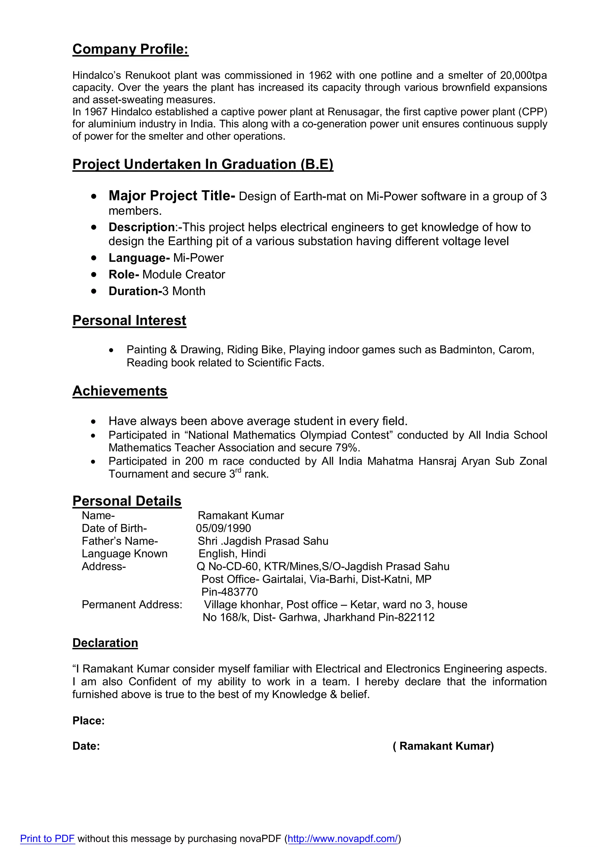 Ramakant resume | PDF
