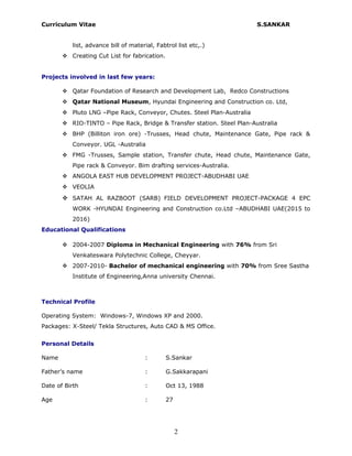 SANKAR STRUCTURAL DRAFTSMAN WITH 6 YEARS EXPIRENCE | PDF
