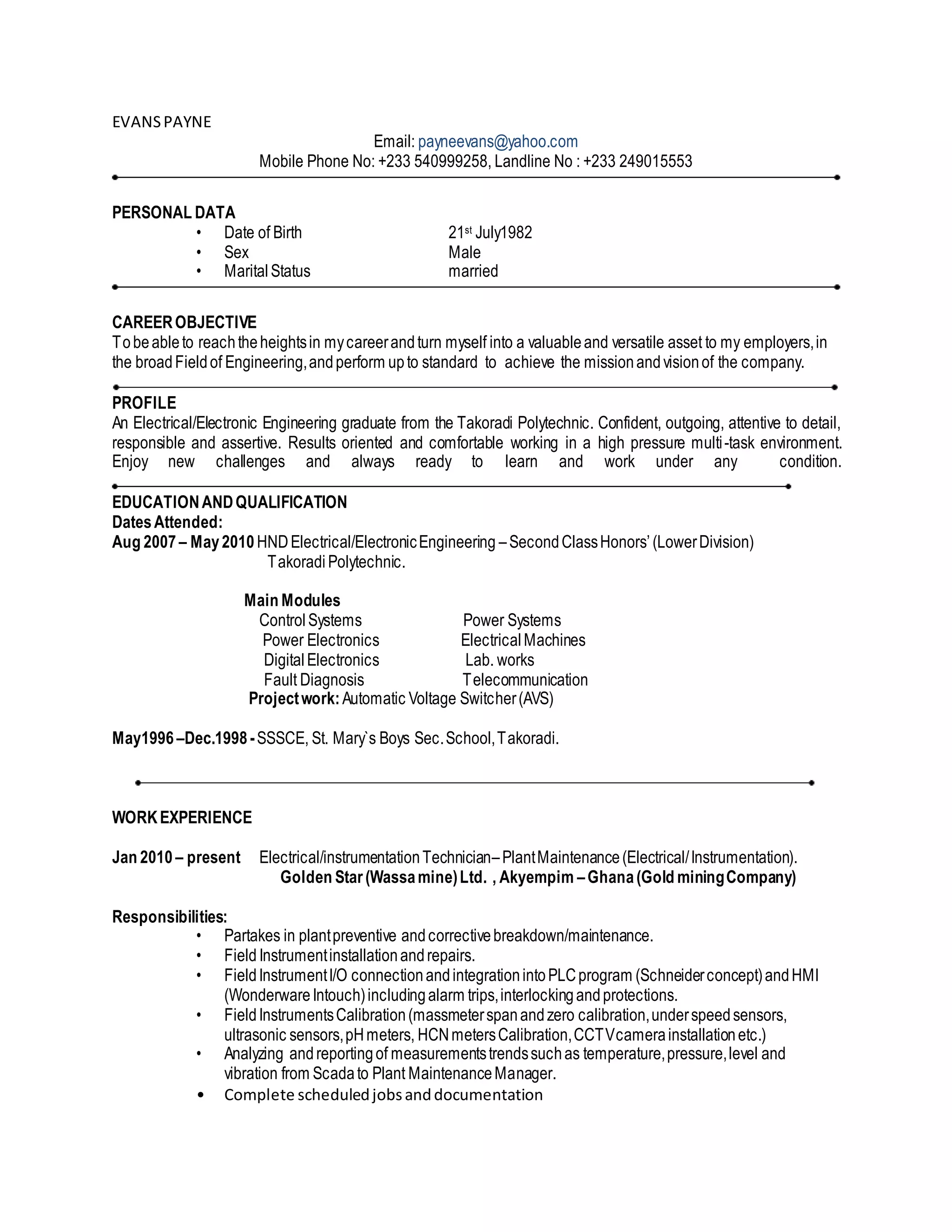 EVANS PAYNE cv2-3 | PDF