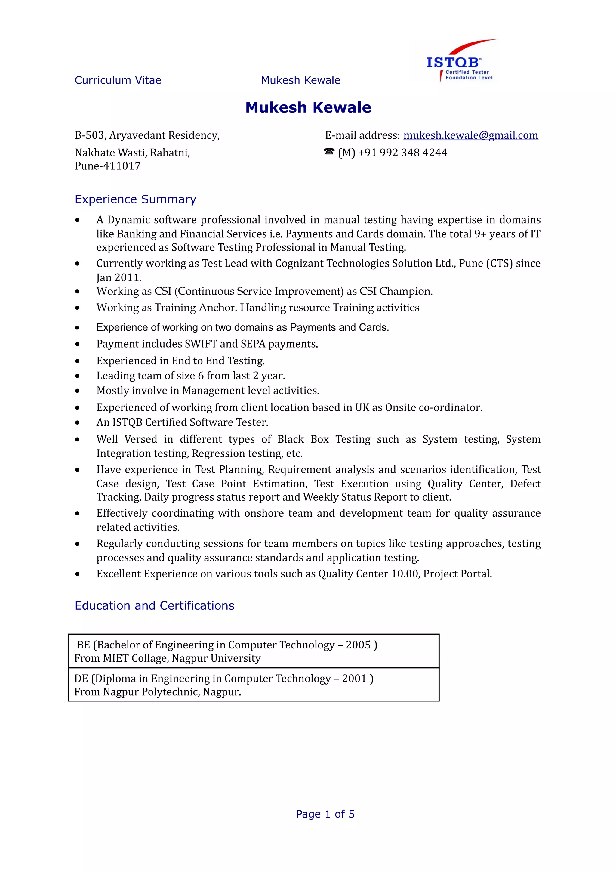 Resume_mukesh kewale_updated | PDF