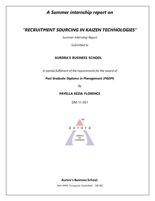 project on Recuritment sourcing | DOCX