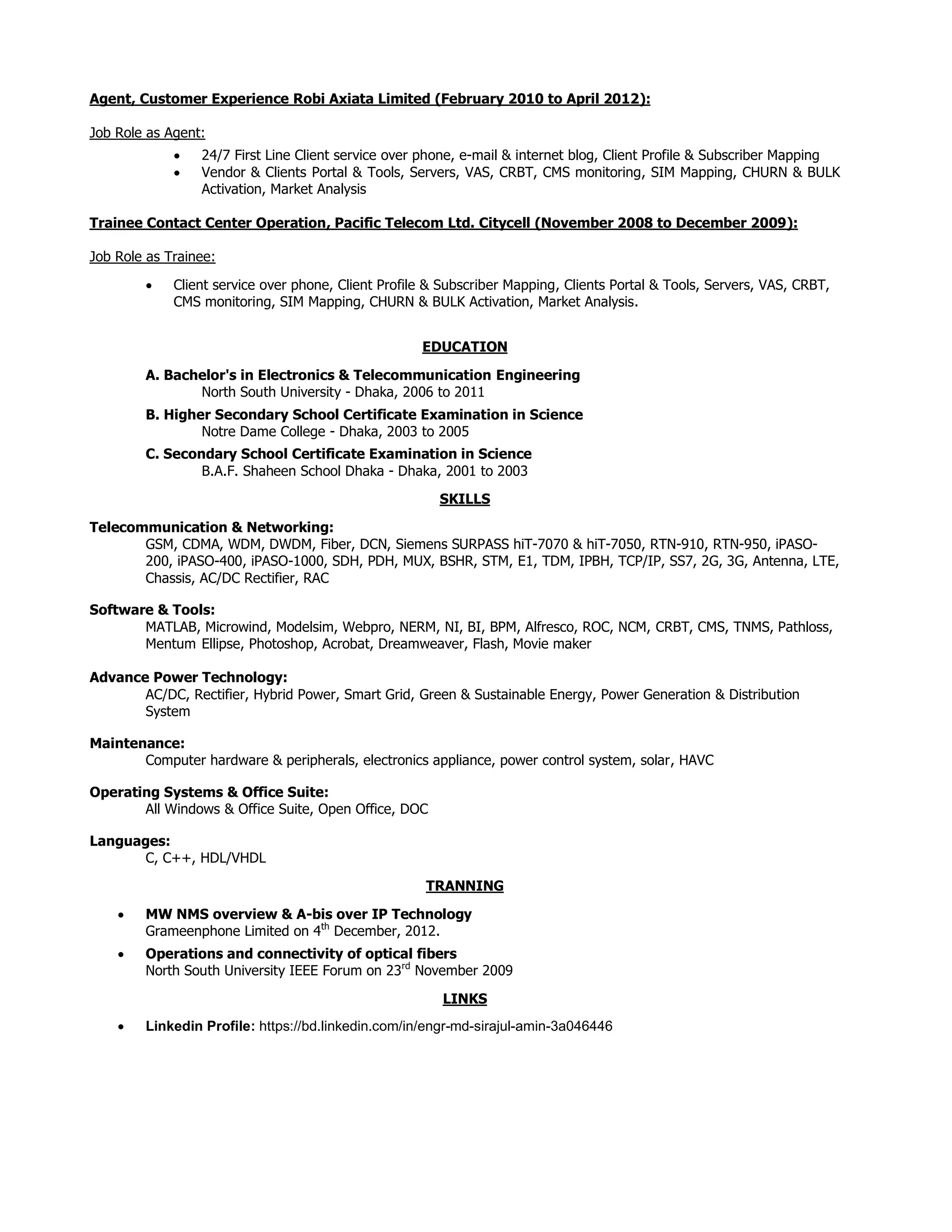 CV of Md Sirajul Amin | PDF