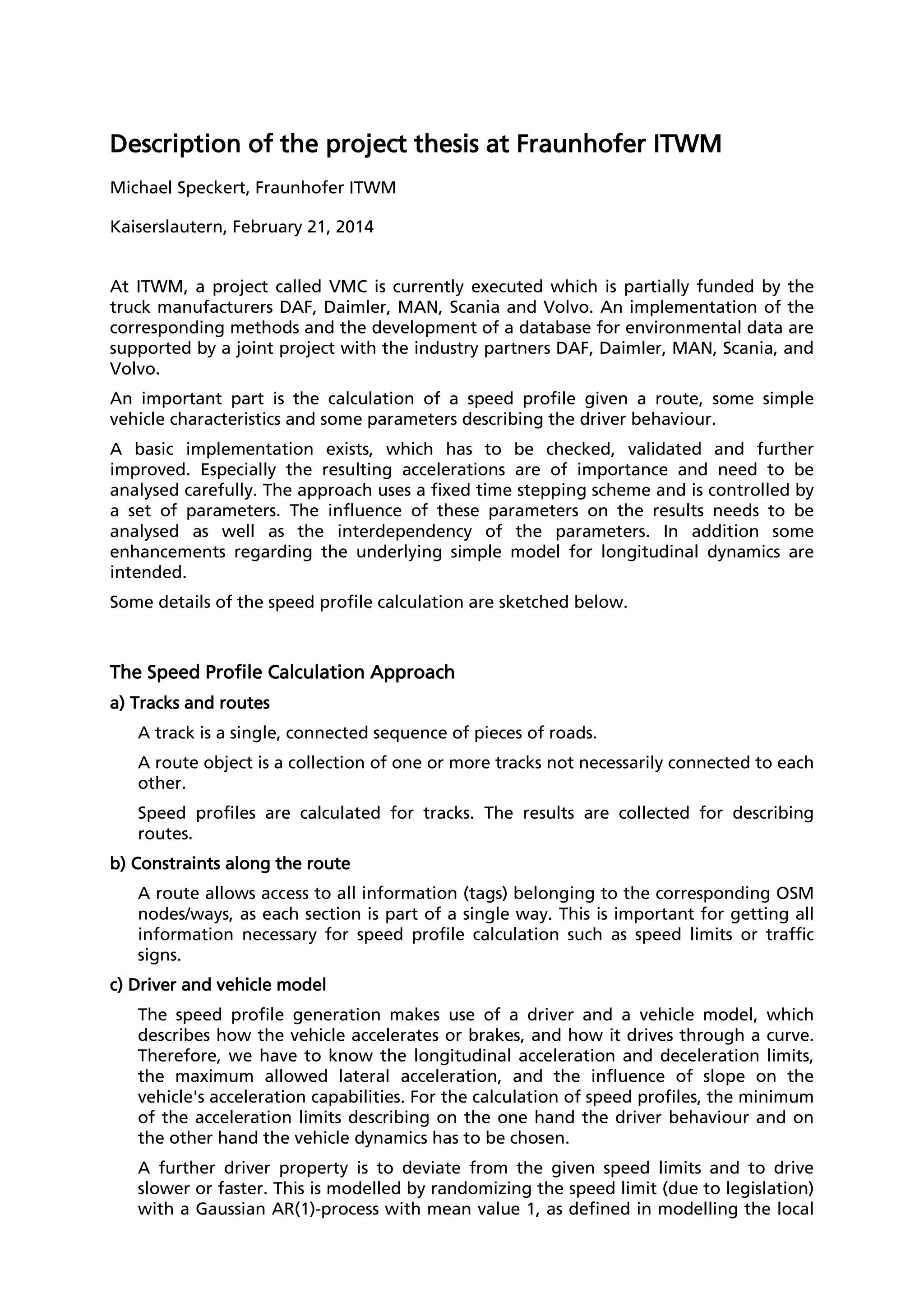 Description of the project thesis at Fraunhofer ITWM | PDF