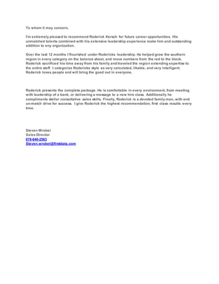 Steve Wrobel Recommendation | PDF