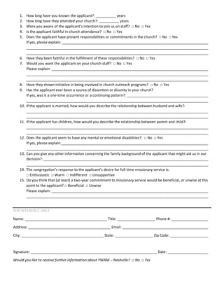 3 Pastor Reference Form | PDF | Christianity | Religion & Spirituality