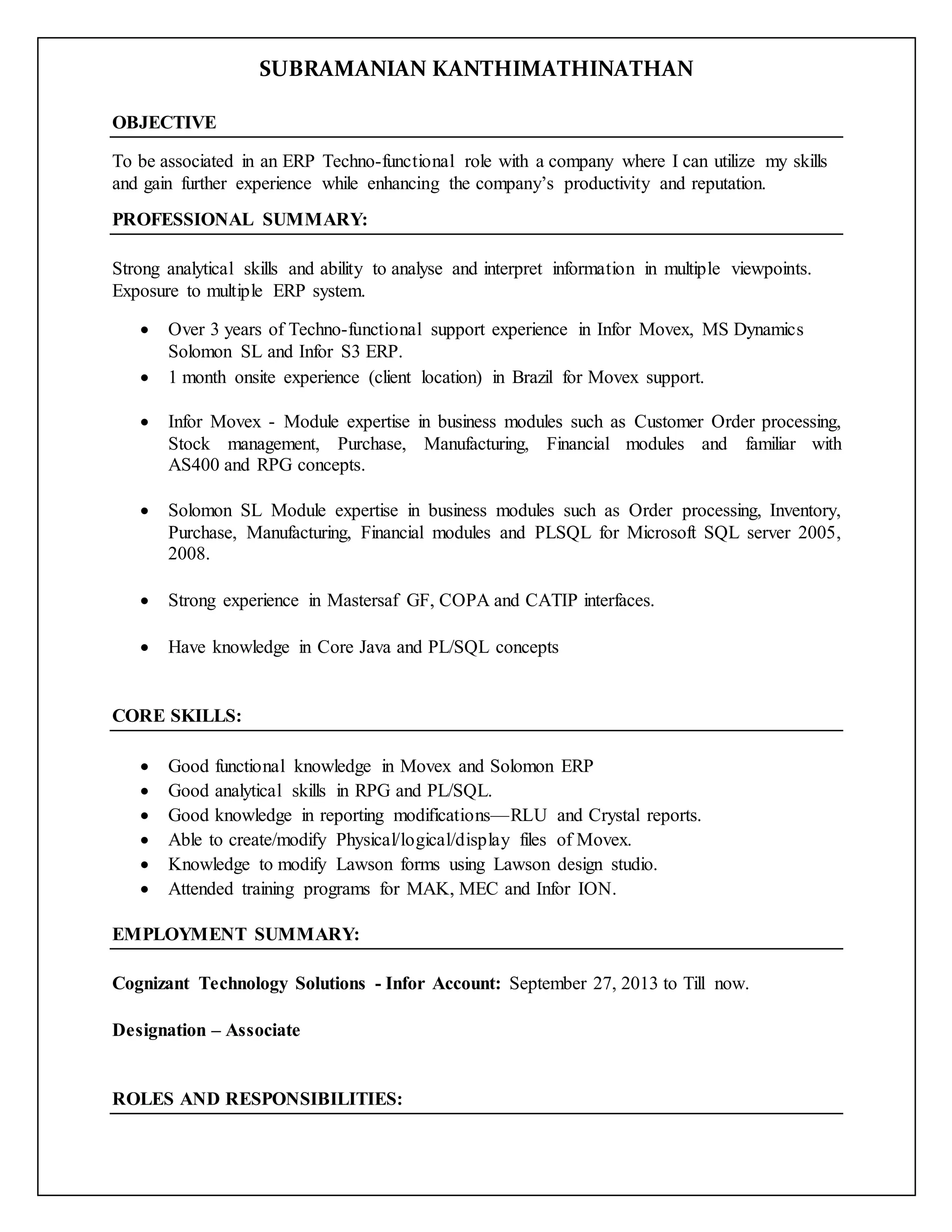Subramanian Resume | PDF