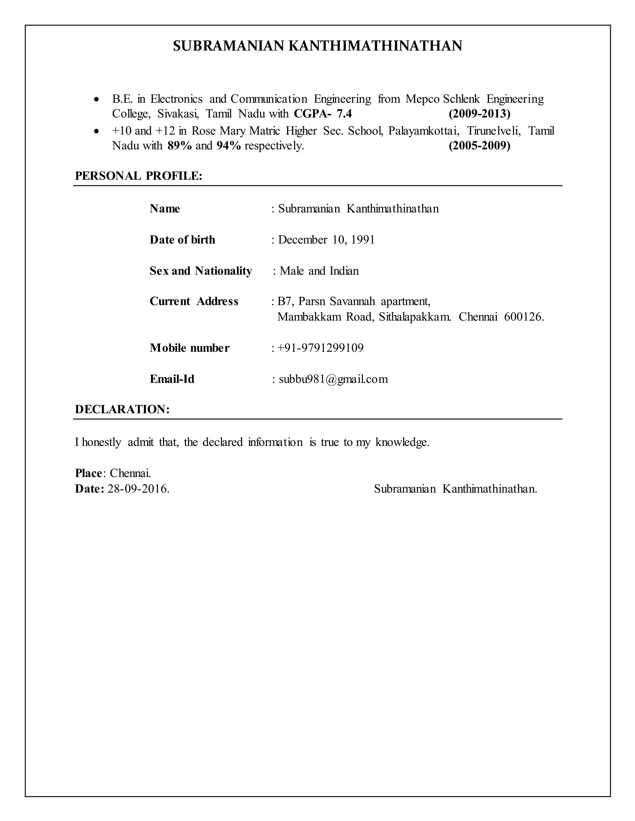 Subramanian Resume | PDF
