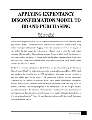 Applying expectancy disconfirmation model to brand purchasing | PDF