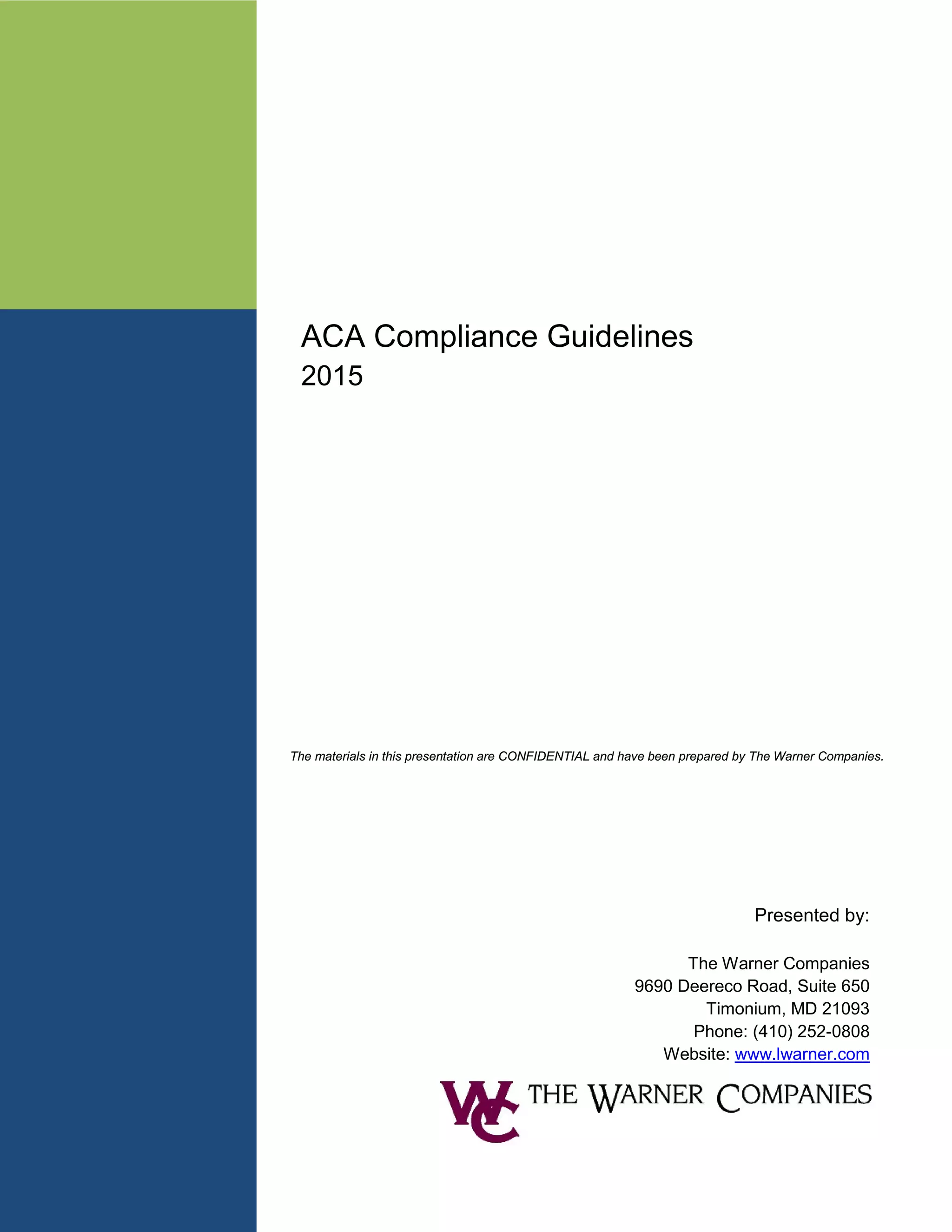 ACA Compliance Guidelines | PDF