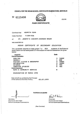 class 10 marksheet and certificate | PDF