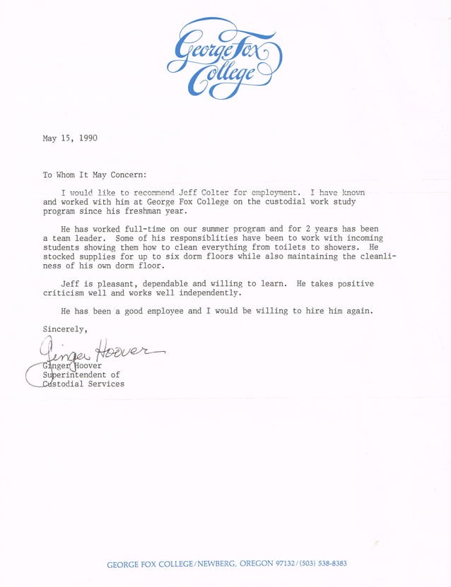 Work-study reference letter | PDF