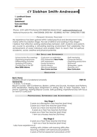 CV Siobhan Smith-Andressen May 2015 | DOC | Professional School ...