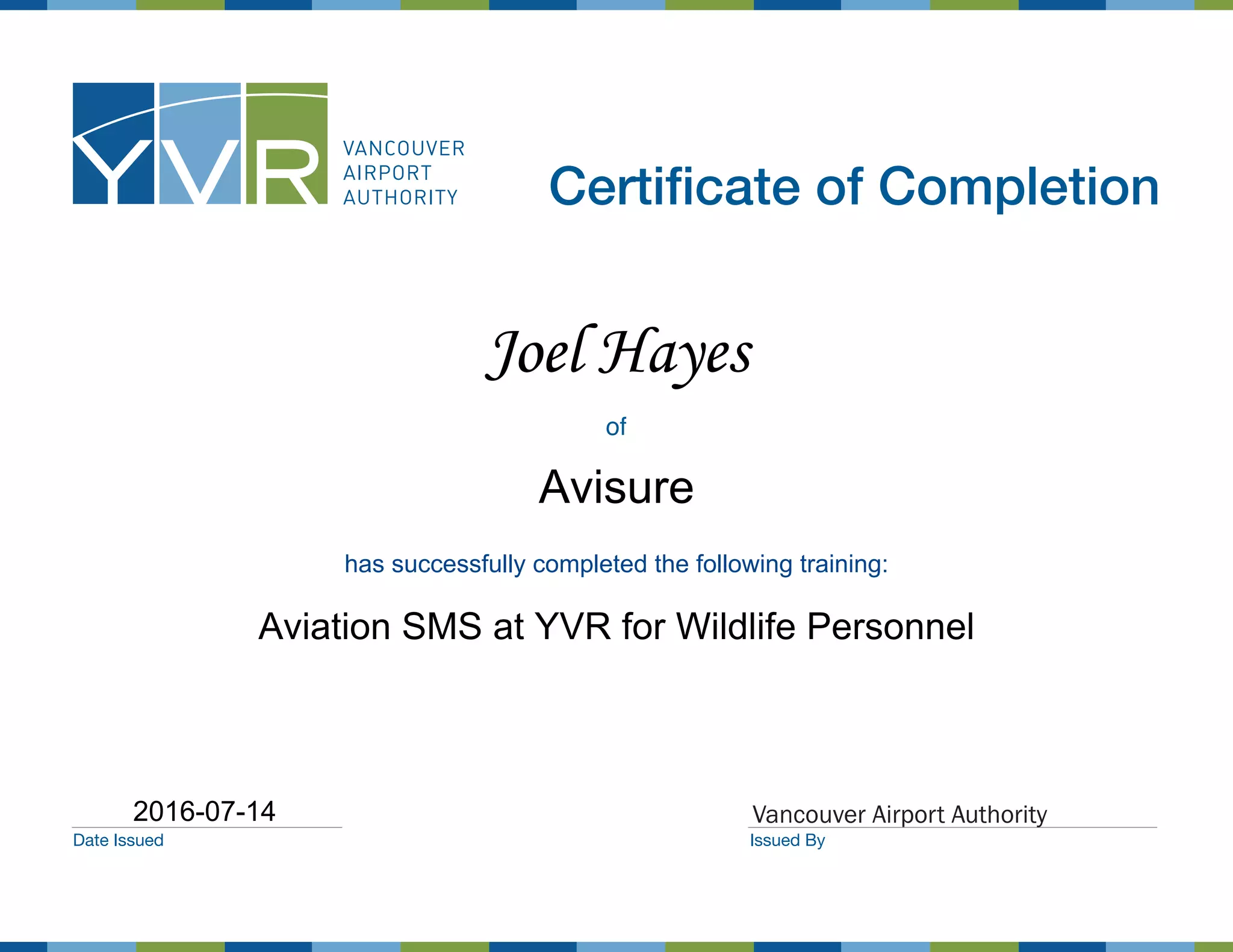 Certificate_of_Completion SMS Wildlife Joel | PPT