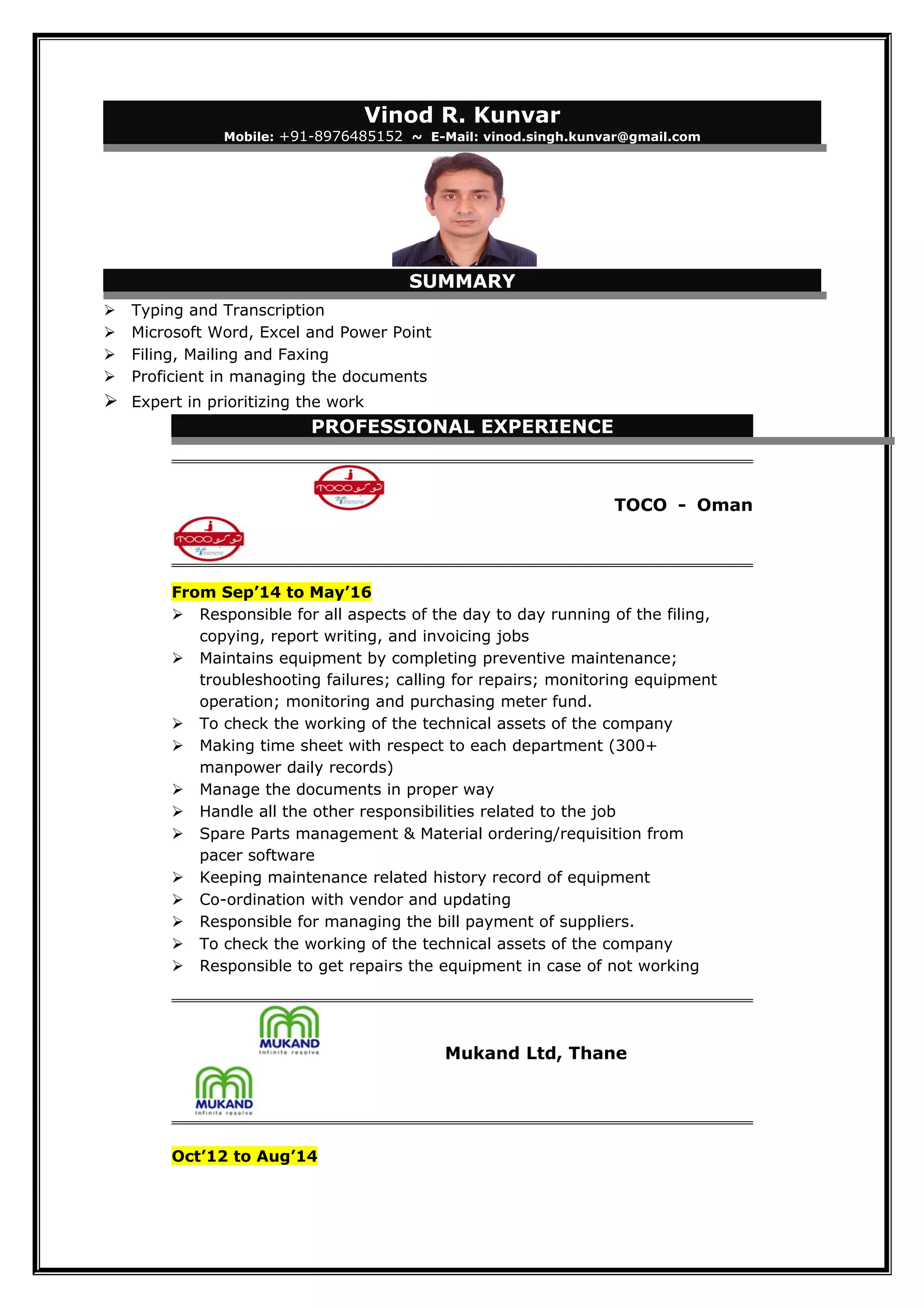 Vinod R Kunvar_Office | DOC