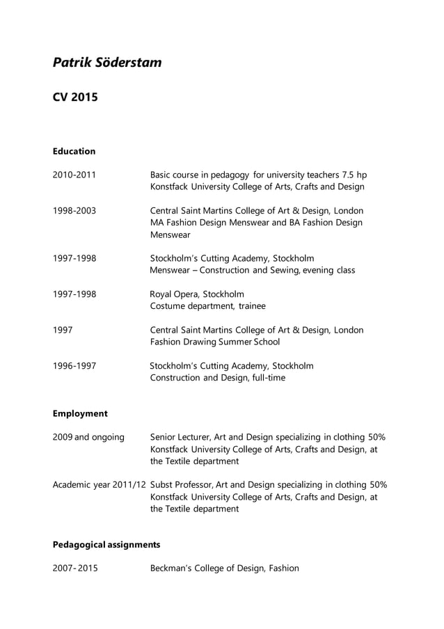 Patrik Söderstam CV 2015 english | DOCX