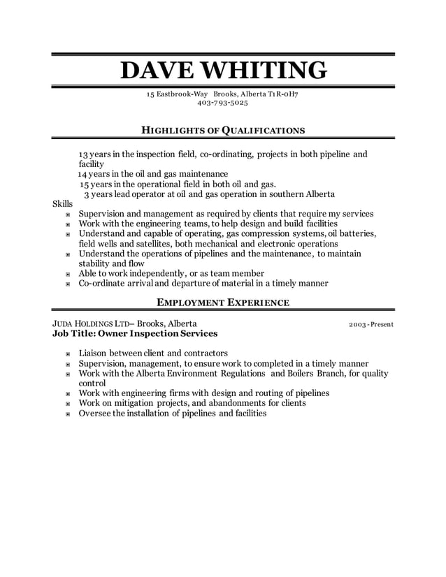 Dave Whiting Resume for 2016 | DOCX