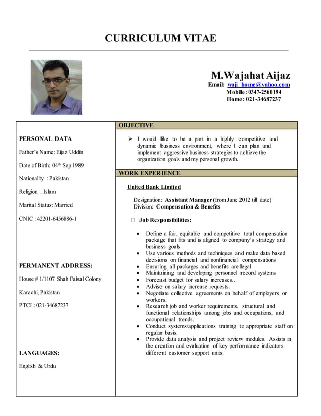 Cv Muhammad Wajahat Pdf