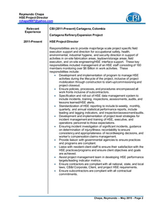 R. Chapa. Resume May. 2015 | DOCX | Civil Engineering Industry | Industries
