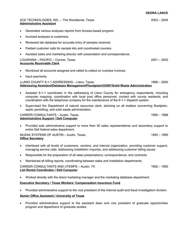 Dedra Lance resume | PDF